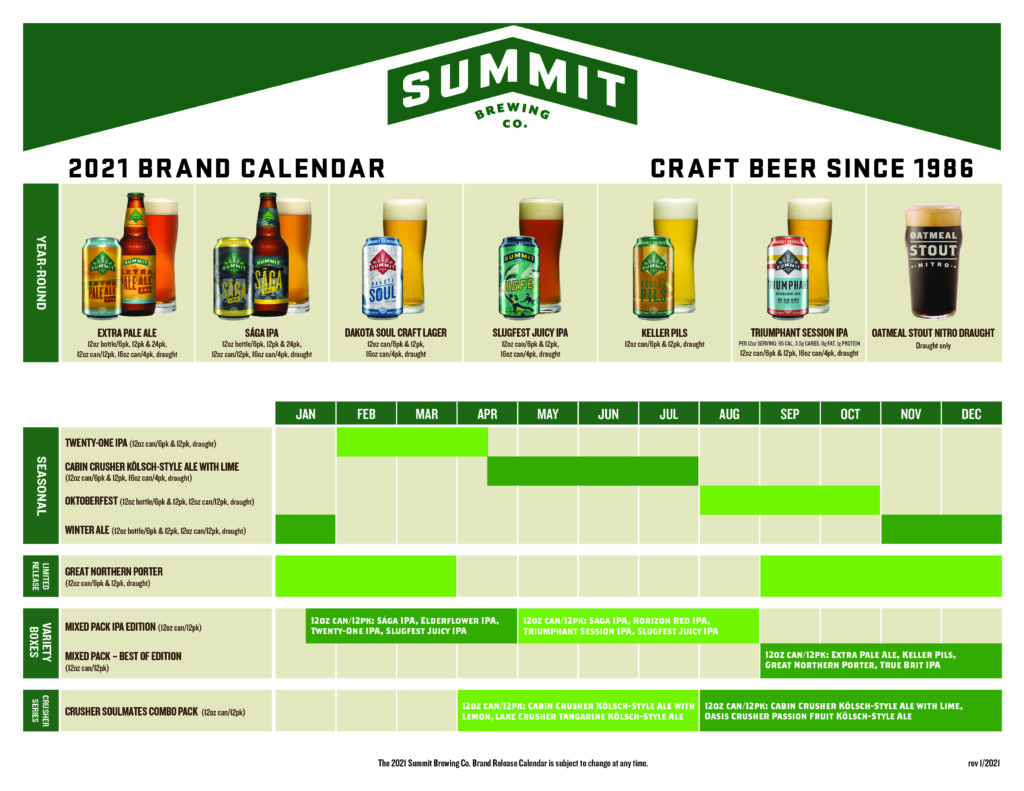Summit Brewing Co. Announces 2021 Brand Calendar